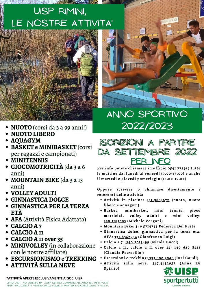 UISP - Rimini - Uisp Rimini anno sportivo 2022/2023, si riparte!